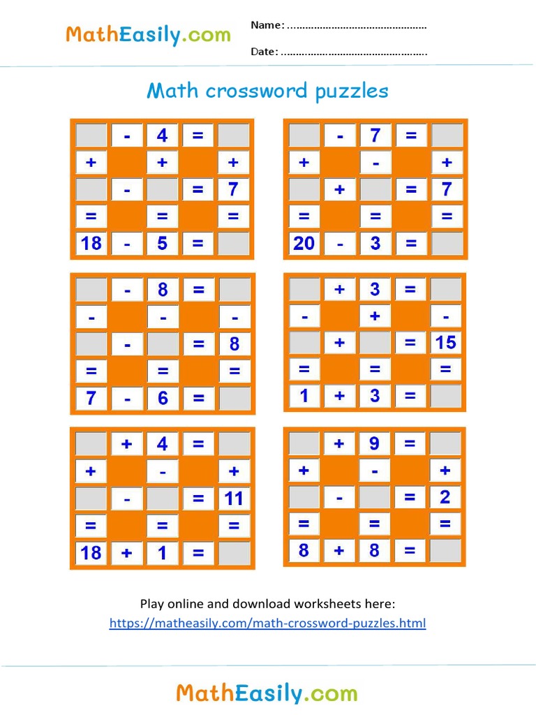 Math Crossword Puzzles | PDF