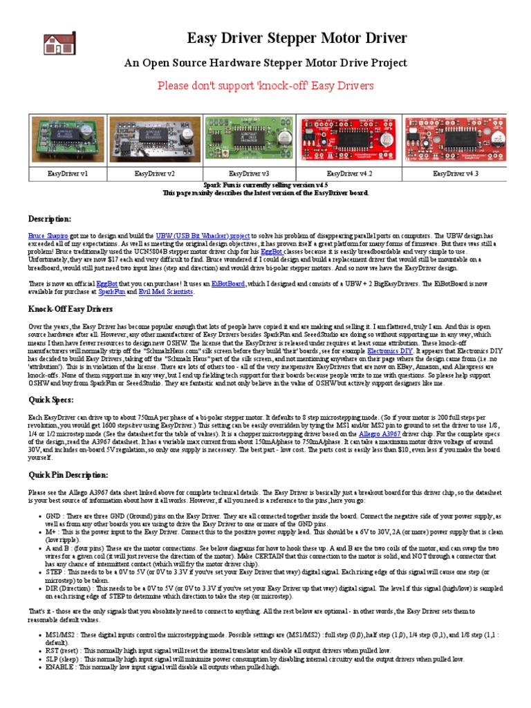 Easy Driver Stepper Motor Driver | PDF | Electric Motor | Power Supply