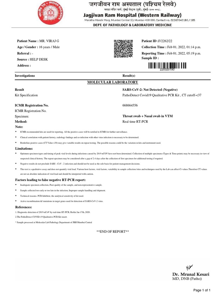 Molecular Laboratory: Kit Specification Pathodetect Covid19 Qualitative ...