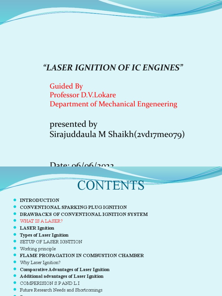Laser Ignition in IC Engines | PDF | Combustion | Laser
