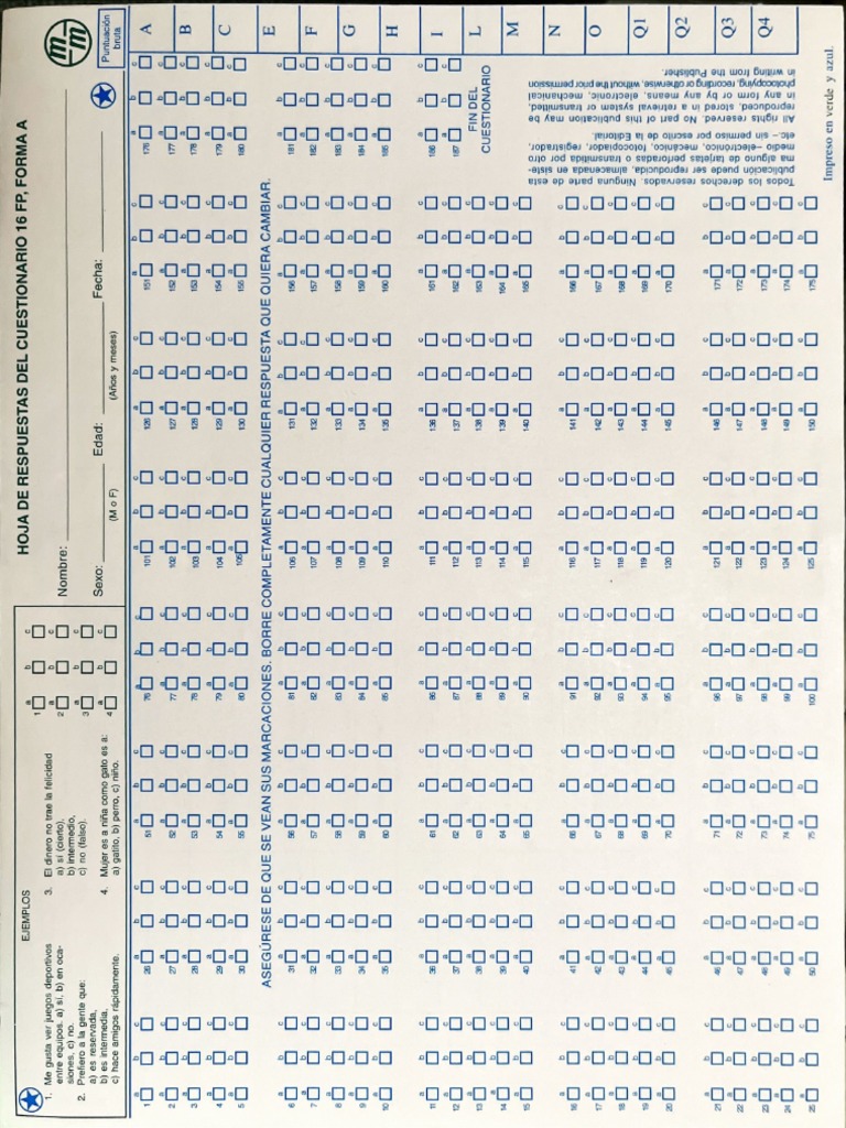 16 FP Hoja de Respuestas | PDF
