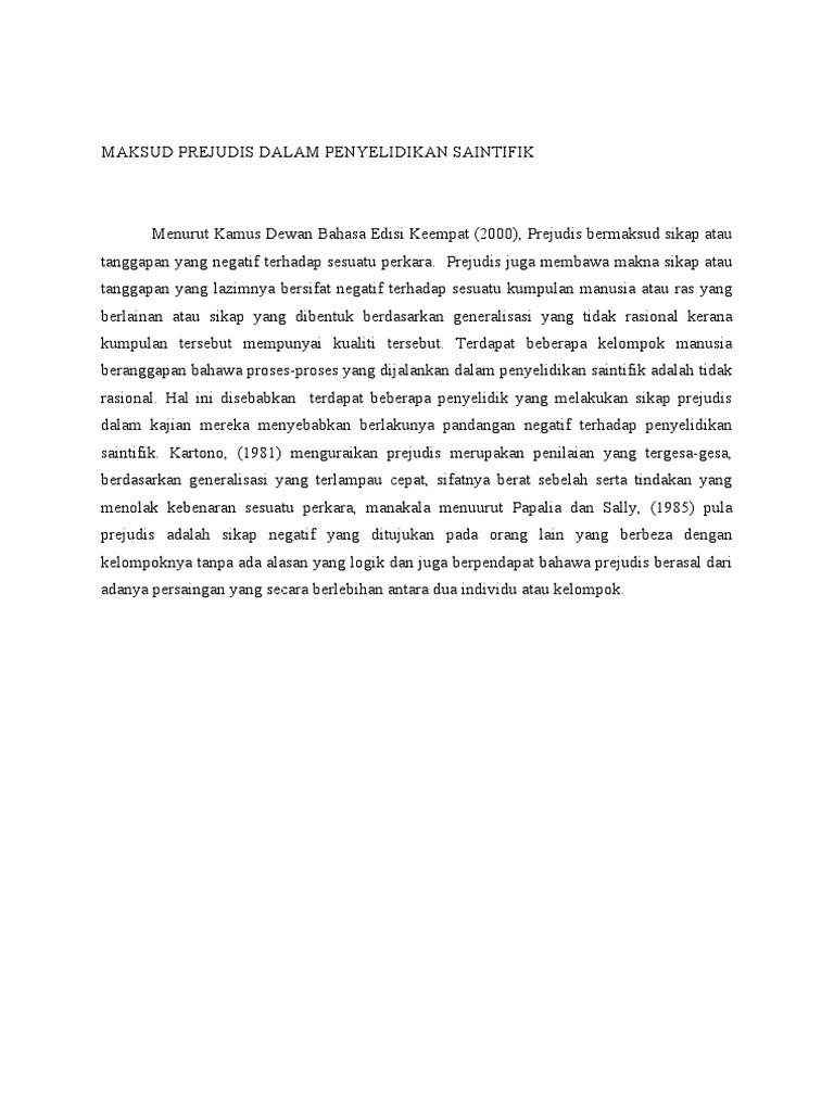 Bias Dan Prejudis Dalam Ilmu Saintifik | PDF