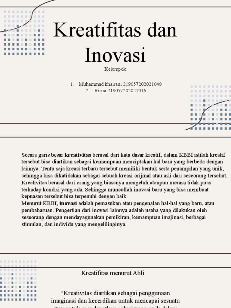 Kreatifitas Dan Inovasi - Ditempat Kerja | PDF