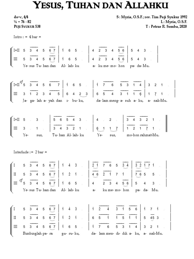 SSA - Yesus Tuhan Dan Allahku (PS 538) | PDF