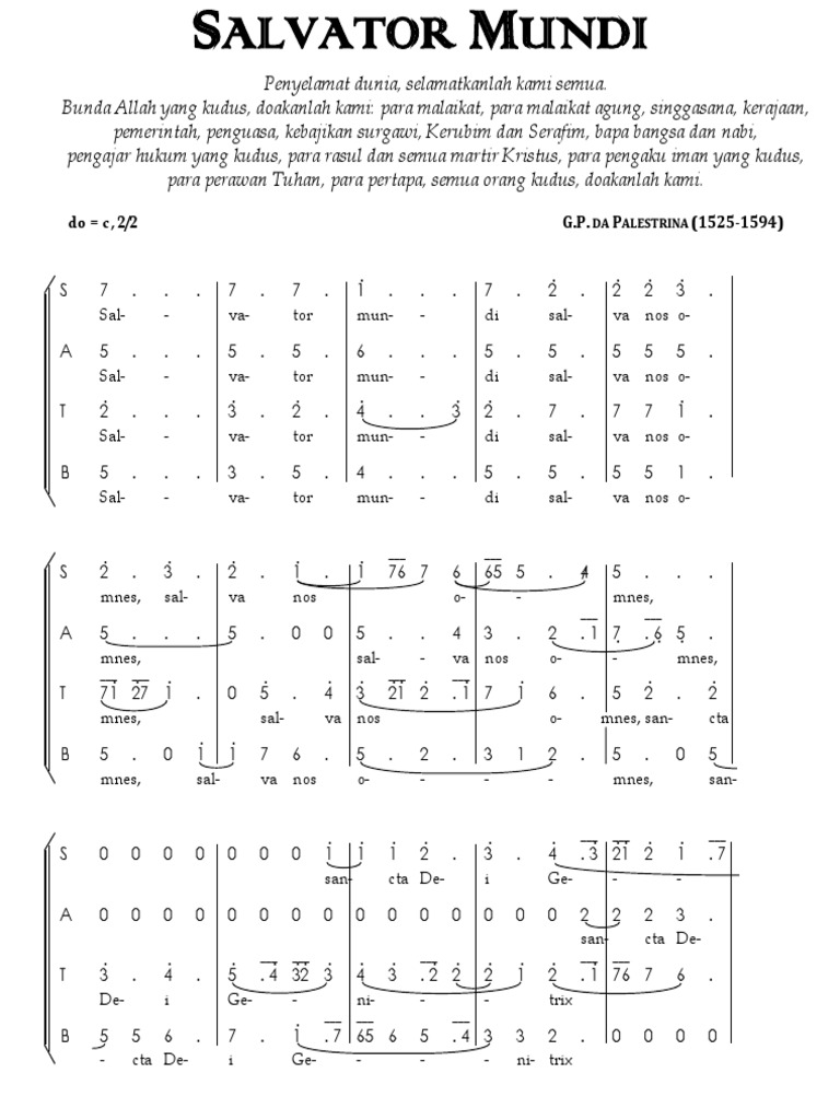 SATB - Salvator Mundi (Giovanni Pierluigi Da Palestrina) | PDF