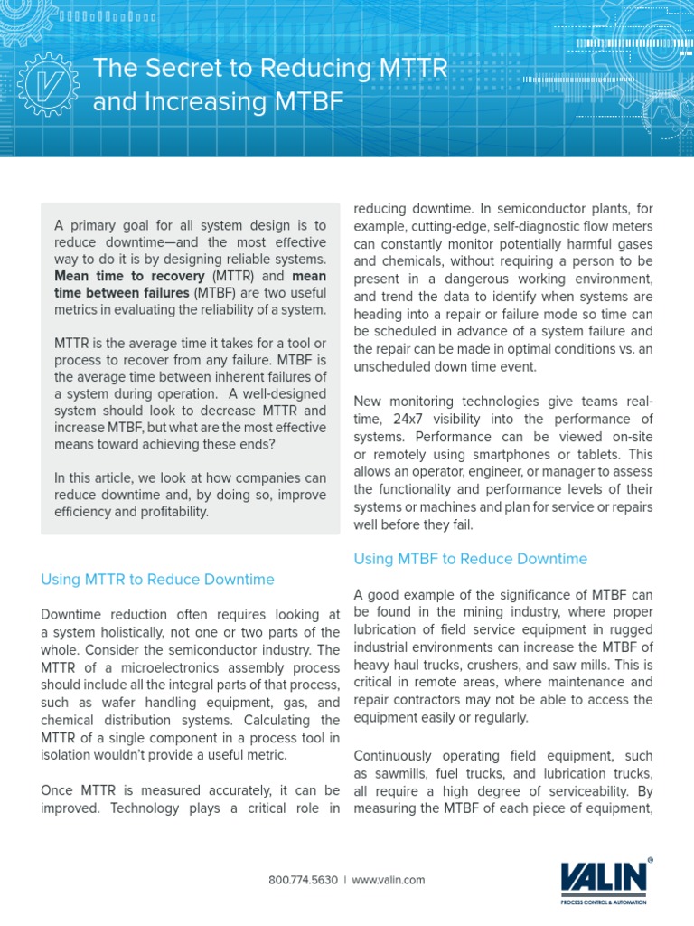 Reduce Downtime: MTTR & MTBF Guide | PDF | Automation | Reliability ...