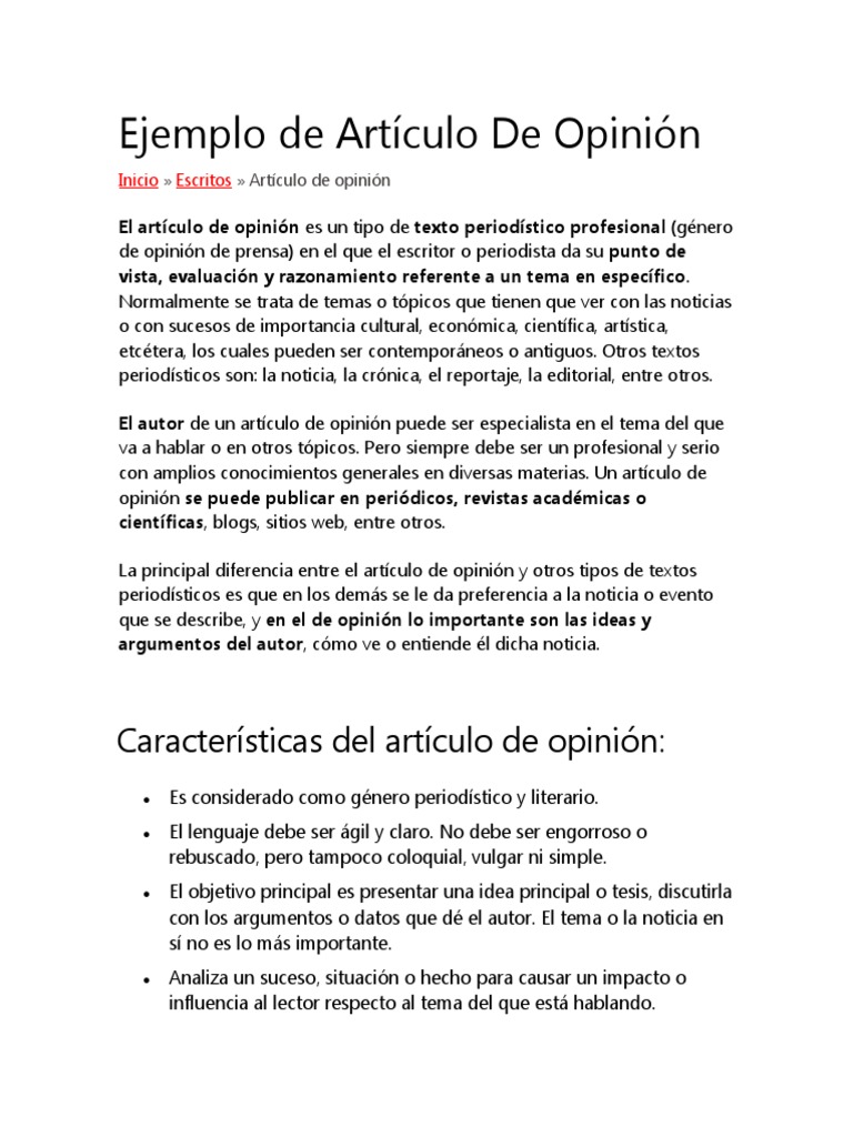 Ejemplo de Artículo de Opinión | PDF | Autor