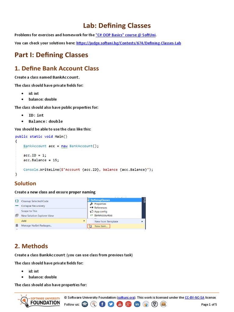 CSharp OOP Basics Defining Classes Lab | PDF | Parameter (Computer Programming) | Constructor ...