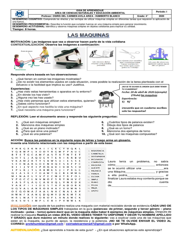 Ficha de Maquinas Simples 4 | PDF | Máquinas | Palanca