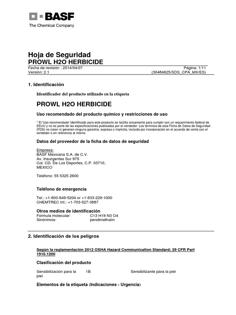 PROWL-H2O.-HDS Formato | PDF | Agua | Toxicidad