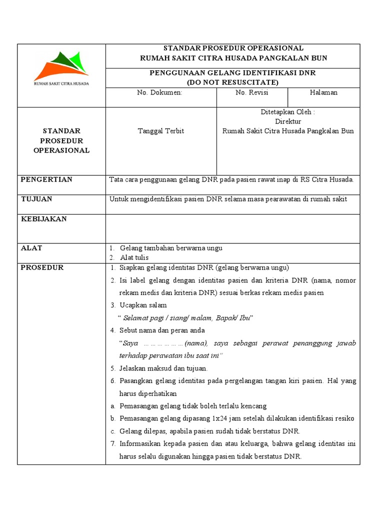 Spo Pemasangan Gelang DNR | PDF