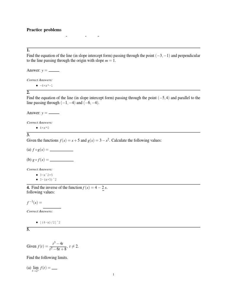 Calc 1 Practice Problems Midterm Exam | PDF | Acceleration | Velocity