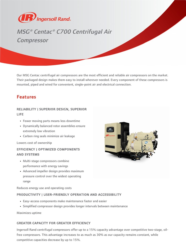 MSG® Centac® C700 Centrifugal Air Compressor: Features | PDF | Energy Technology | Mechanical ...