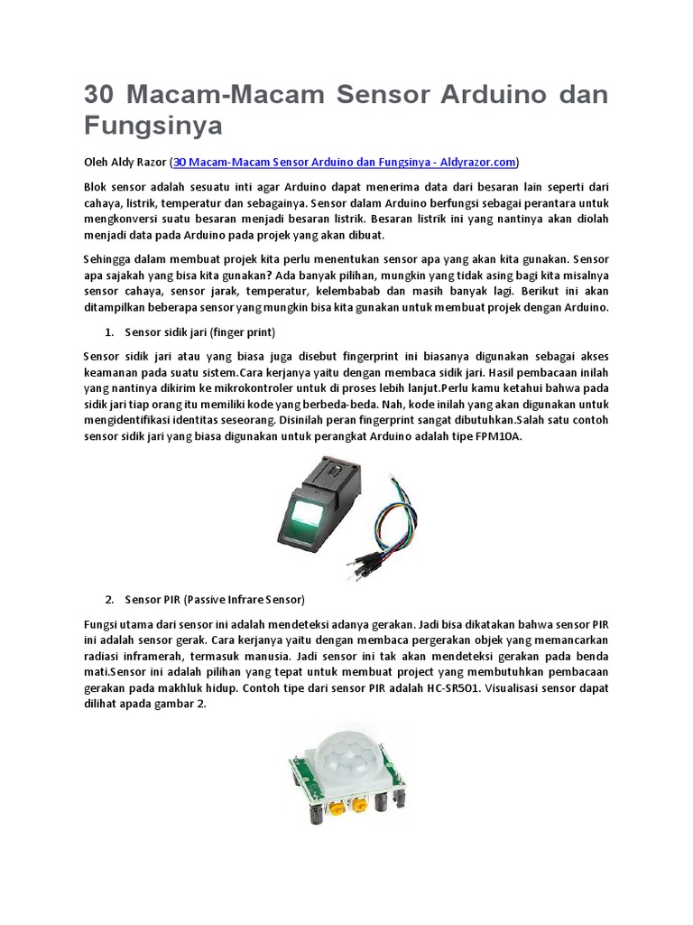 Sensor Arduino | PDF | Teknologi & Rekayasa