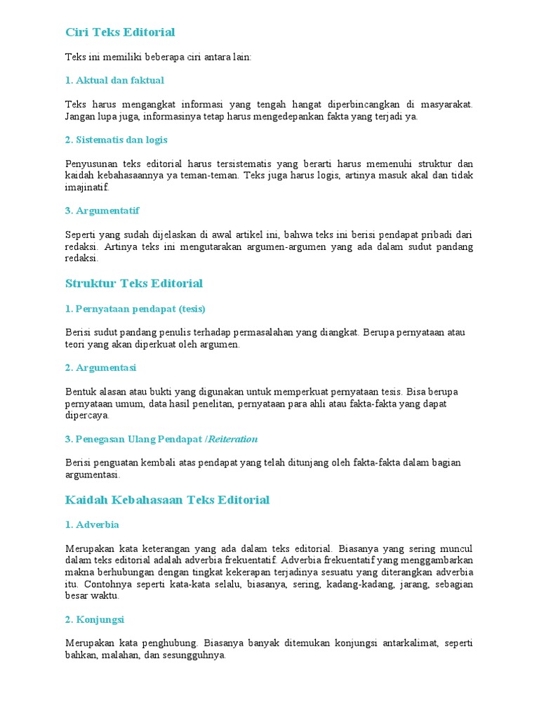 Ciri Teks Editorial | PDF