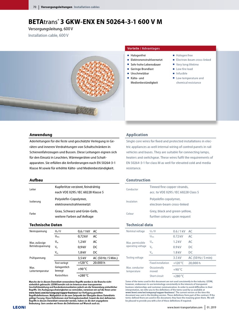 Betatrans 3 GKW Enx en 50264-3-1 600 V M | PDF
