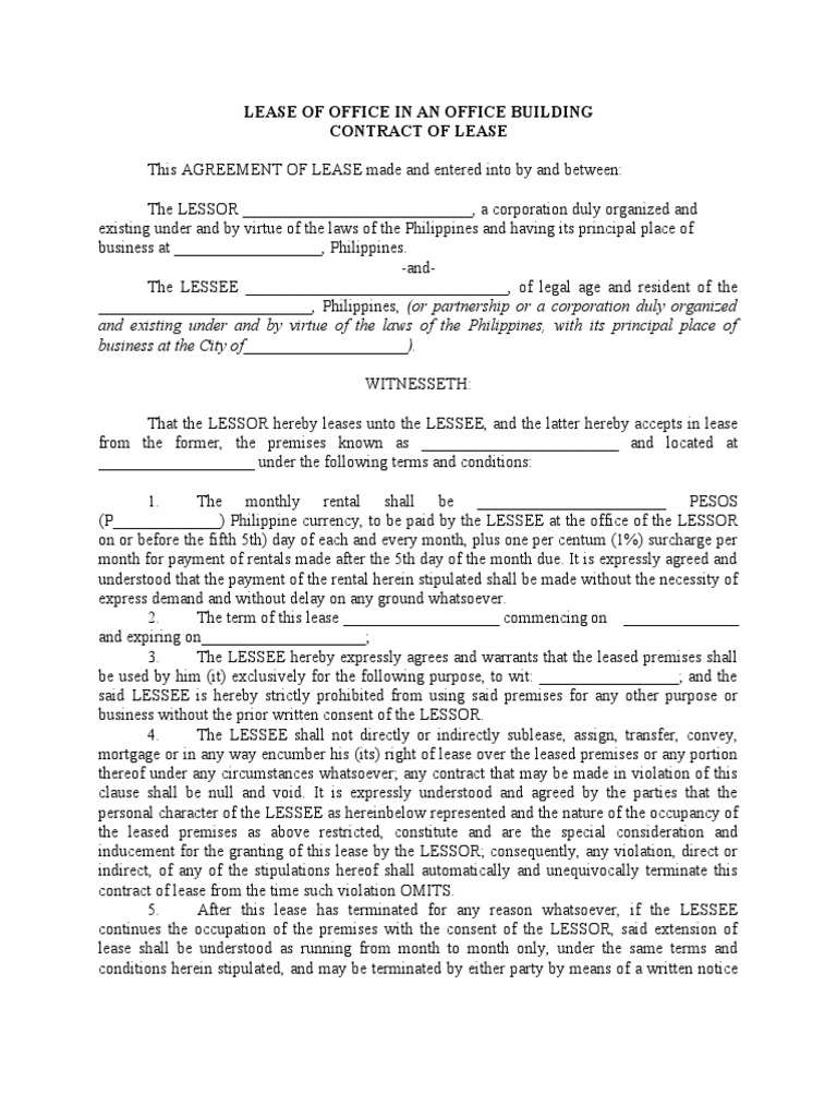 Office Lease Agreement Template | PDF | Lease | Leasehold Estate