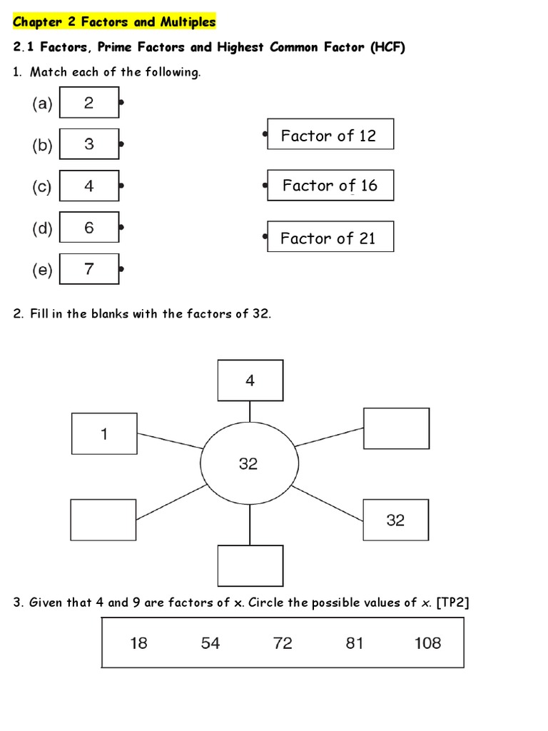 Chapter 2 Factors and Multiples | PDF