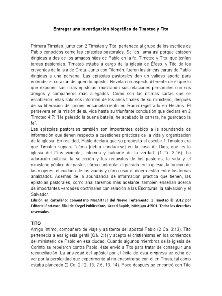 Biografia de Timoteo y Tito Peter Peterson | PDF | Pablo el apóstol ...