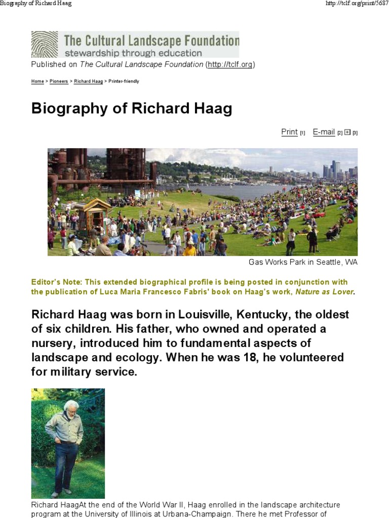 Richard Haag Biography | Download Free PDF | Landscape | Environmental ...