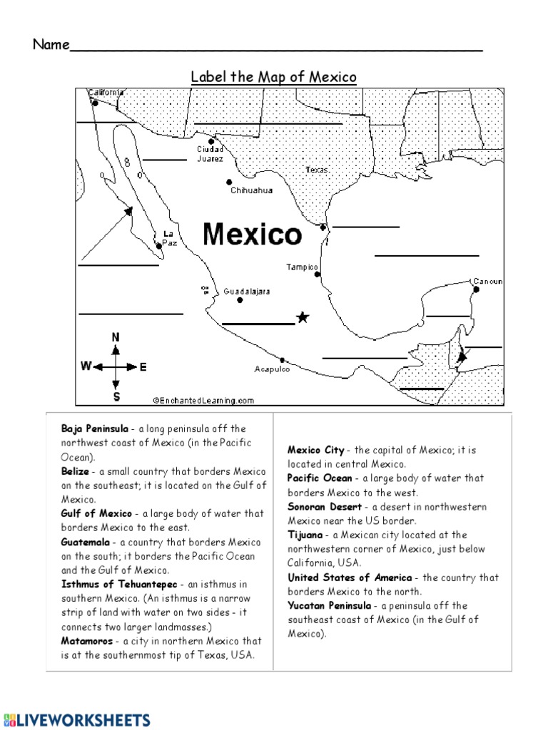 Mexico Physical Features and Borders Map | PDF