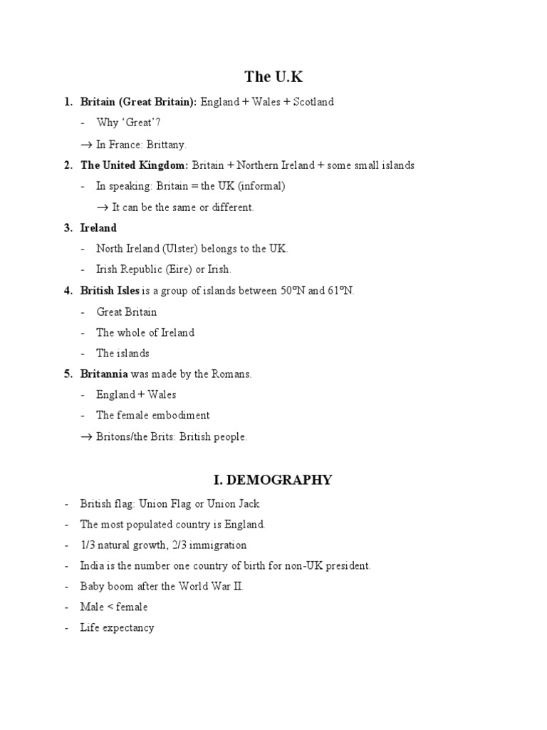 The U.K: 1. Britain (Great Britain) : England + Wales + Scotland | PDF ...