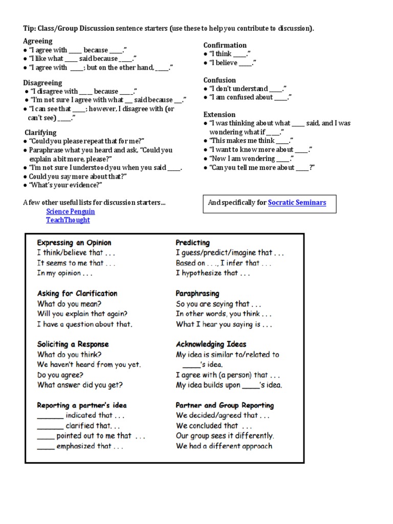 ELL Sentence Stems | PDF
