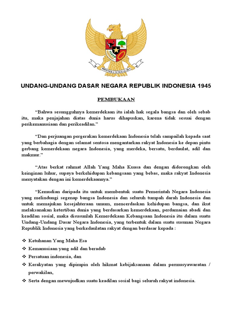Pembukaan UUD 1945 | PDF