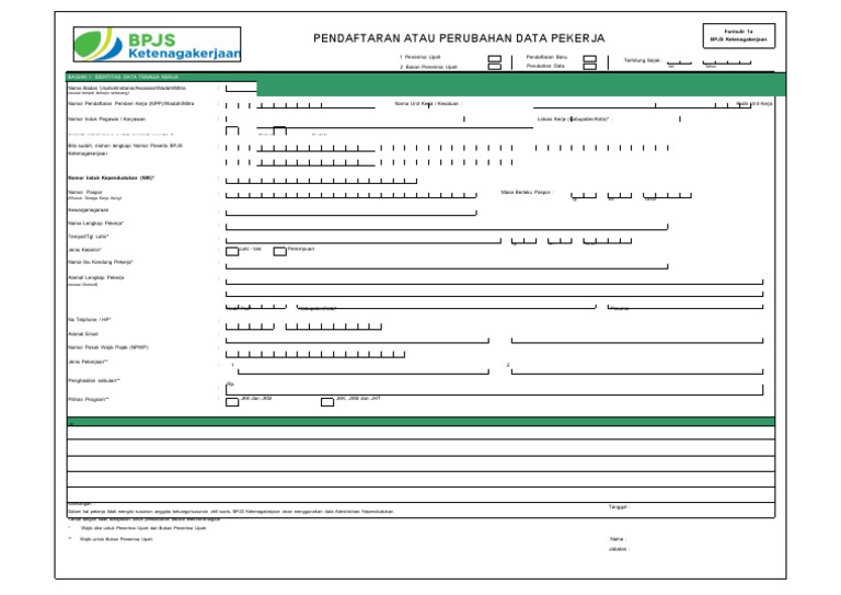 Form Perubahan Data BPJS Ketenagakerjaan | PDF Form Perubahan Data BPJS Ketenagakerjaan | PDF