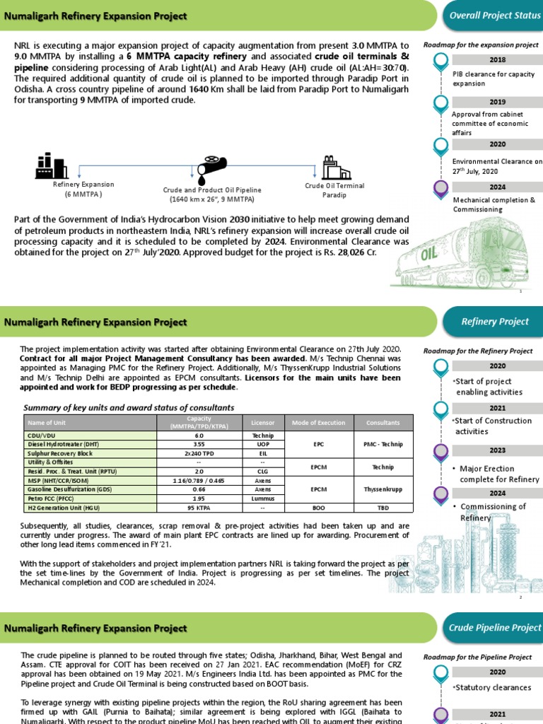 Numaligarh Refinery Expansion Project | PDF | Oil Refinery | Petroleum