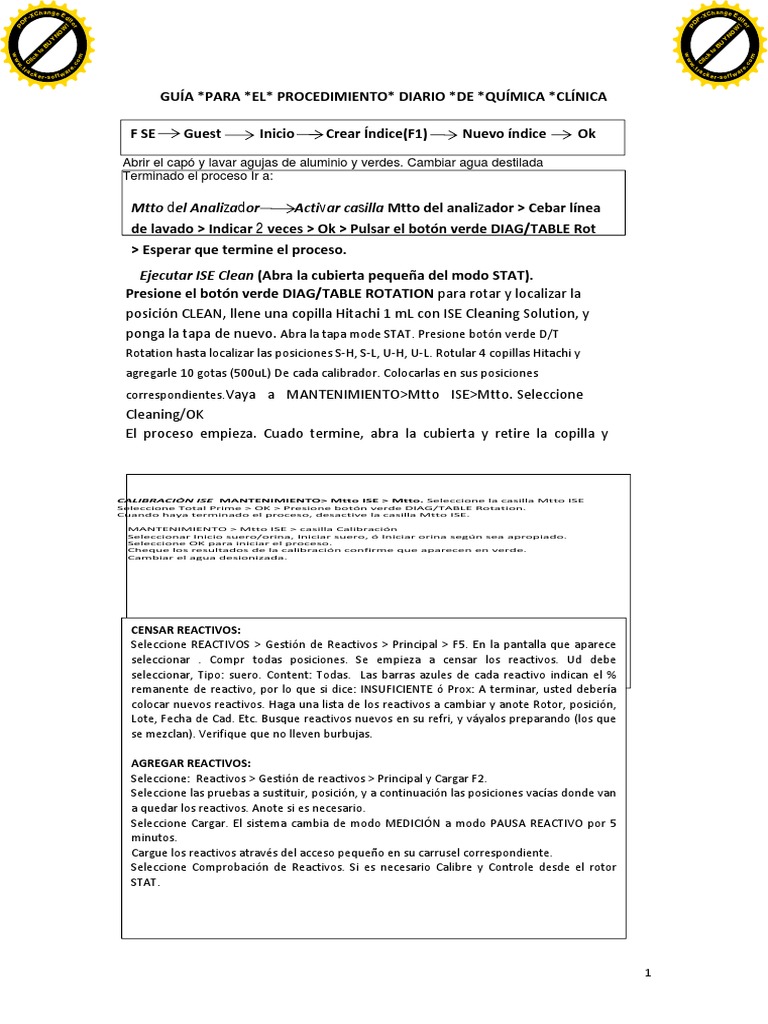 Guía Rápida para Proc Diario Quim Clin Dxc700au | PDF | Química