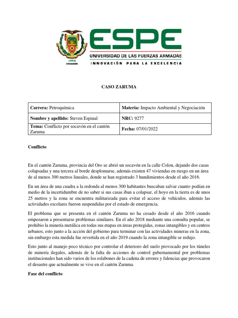Caso Zaruma - Espinal Steven | PDF | Minería
