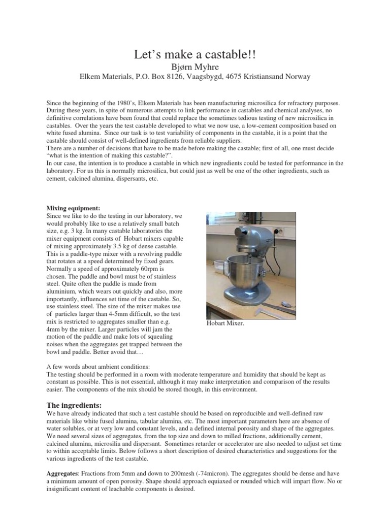 Make a castable lab test mix | PDF | Refractory | Thermocouple