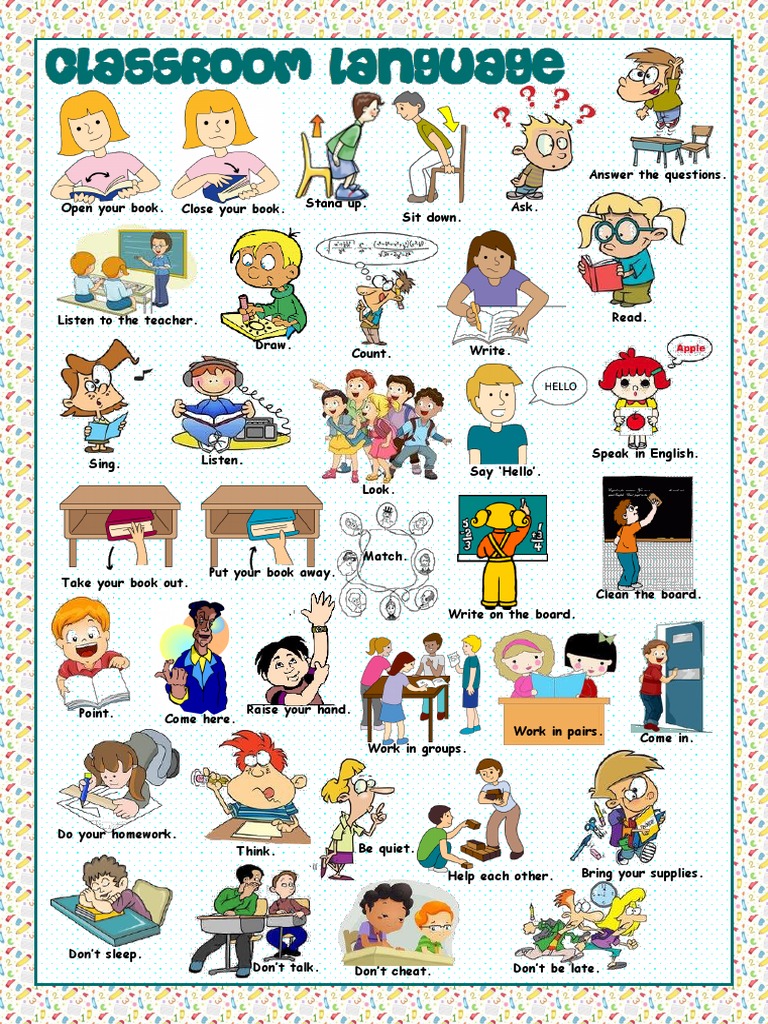 Classroom Language Worksheet | PDF | Linguistics