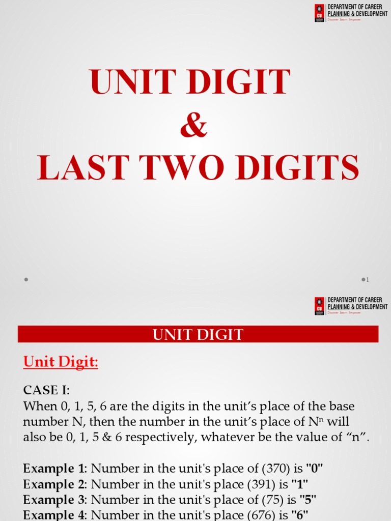 Unit Digit & Last Two Digit | Download Free PDF | Numbers | Mathematics