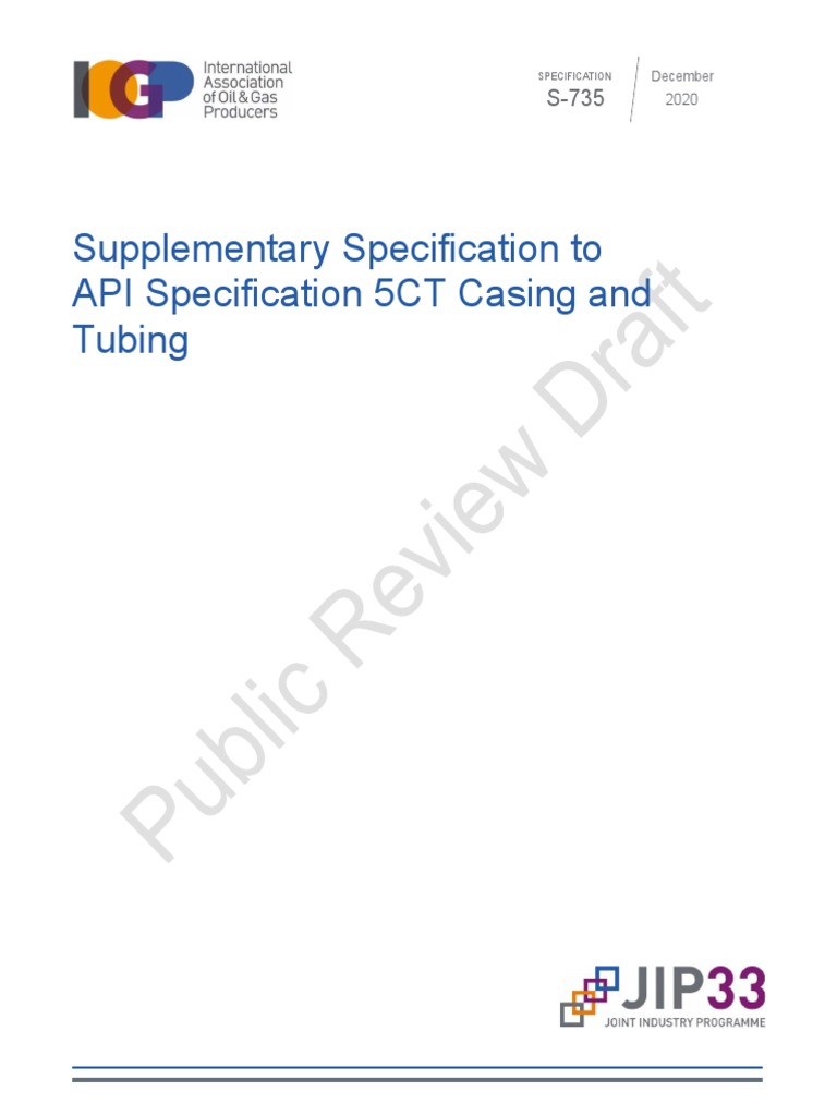 Supplementary Spec To API Spec 5CT Casing and Tubing S 735v2020 12 ...
