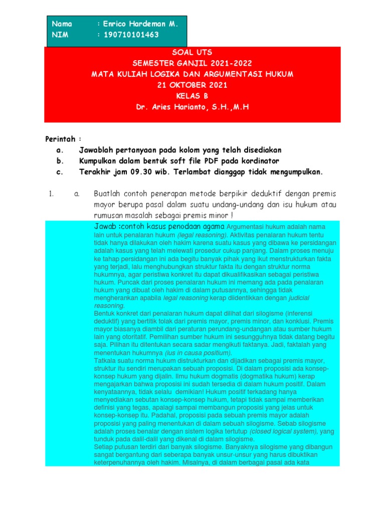 Contoh Penalaran Hukum dan Metode IRAC | PDF | Hukum