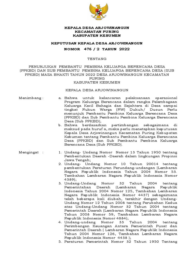 2.SK PPKBD Dan Sub PPKBD DESA 2022 | PDF