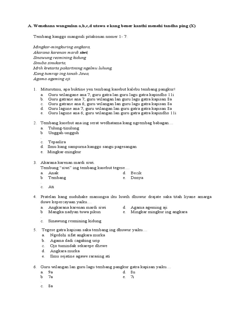 Soal Uas BJW X Gasal 2021 | PDF