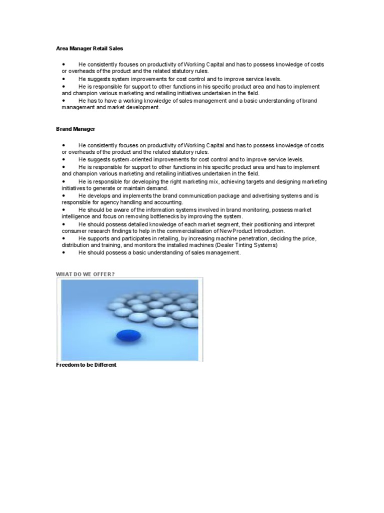 Area Manager Retail Sales | PDF | Business