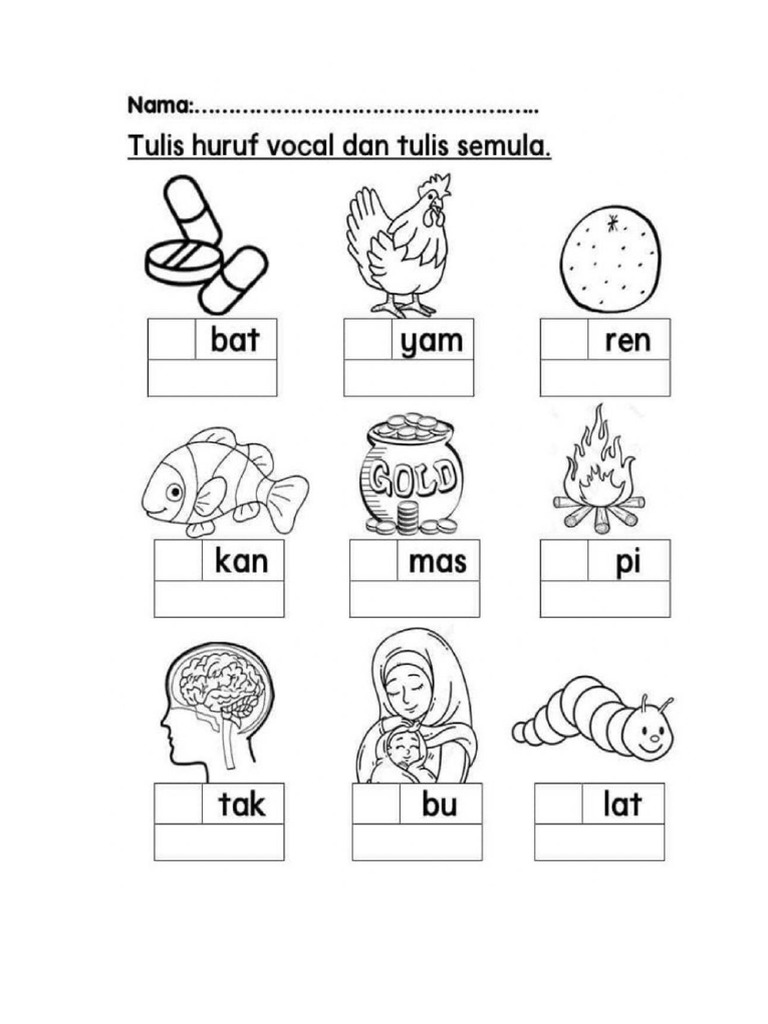 Tugas Menulis Huruf Vokal | PDF