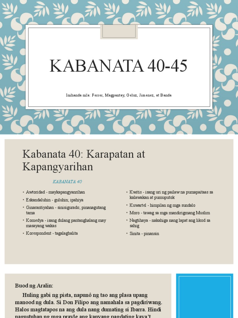 KABANATA 40-45: Inihanda Nila: Ferrer, Magpantay, Geluz, Jimenez, at ...