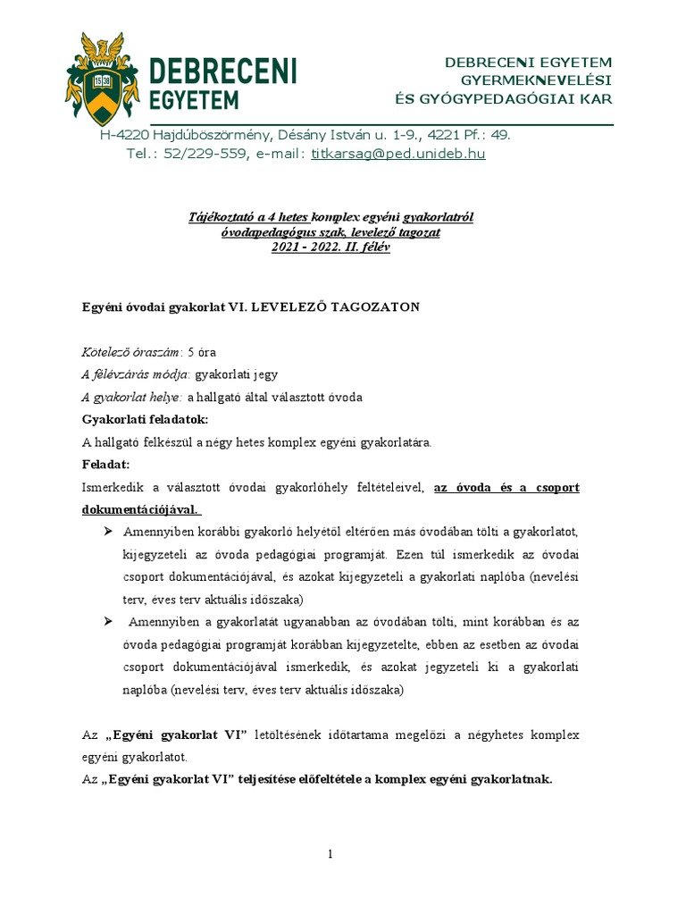 Komplex Egyéni Gyakorlat III. Évf. ÚTMUTATÓ 1 2 Másolata | PDF