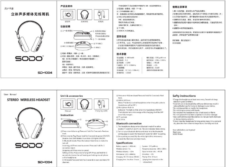 User Manual Headphone SODO SD-1004 | PDF