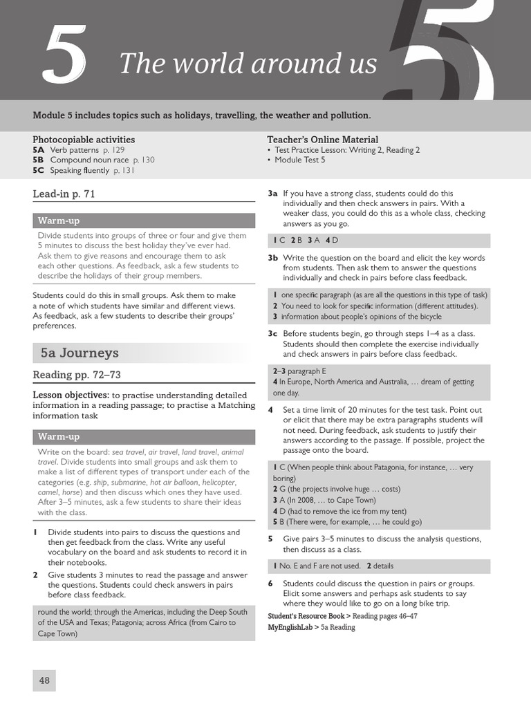 The World Around Us: 5a Journeys | PDF | Vocabulary | Noun