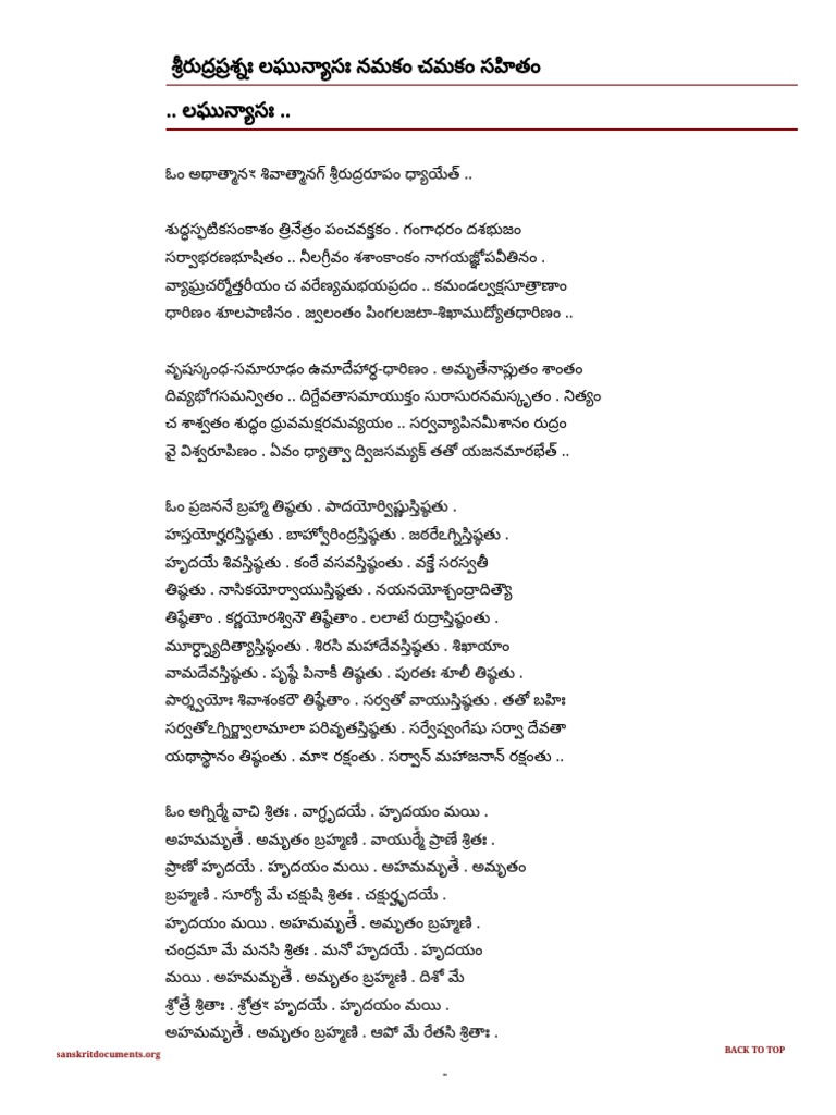 Rudram (Praise of Lord Shiva) Namakam and Chamakam | PDF