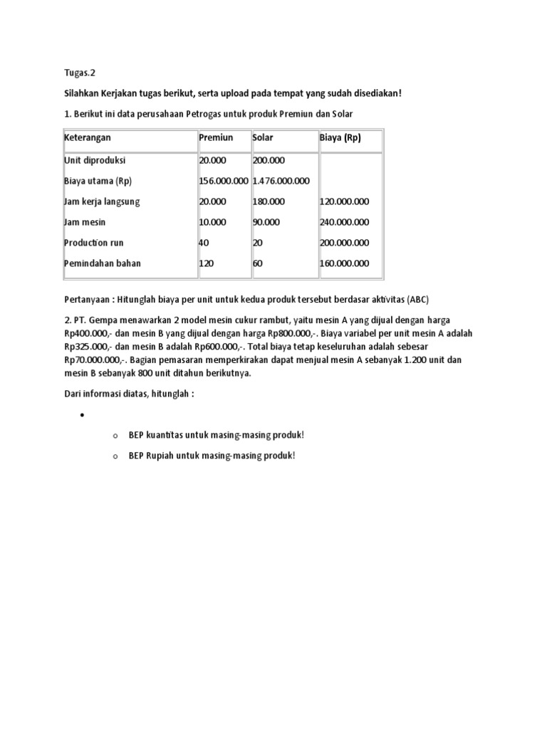 (DONE) Tugas 2 EKMA4314 AKUNTANSI MANAJEMEN | PDF
