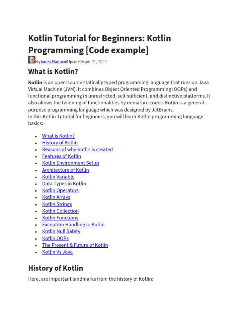 Kotlin Tutorial For Beginners: Kotlin Programming (Code Example ...