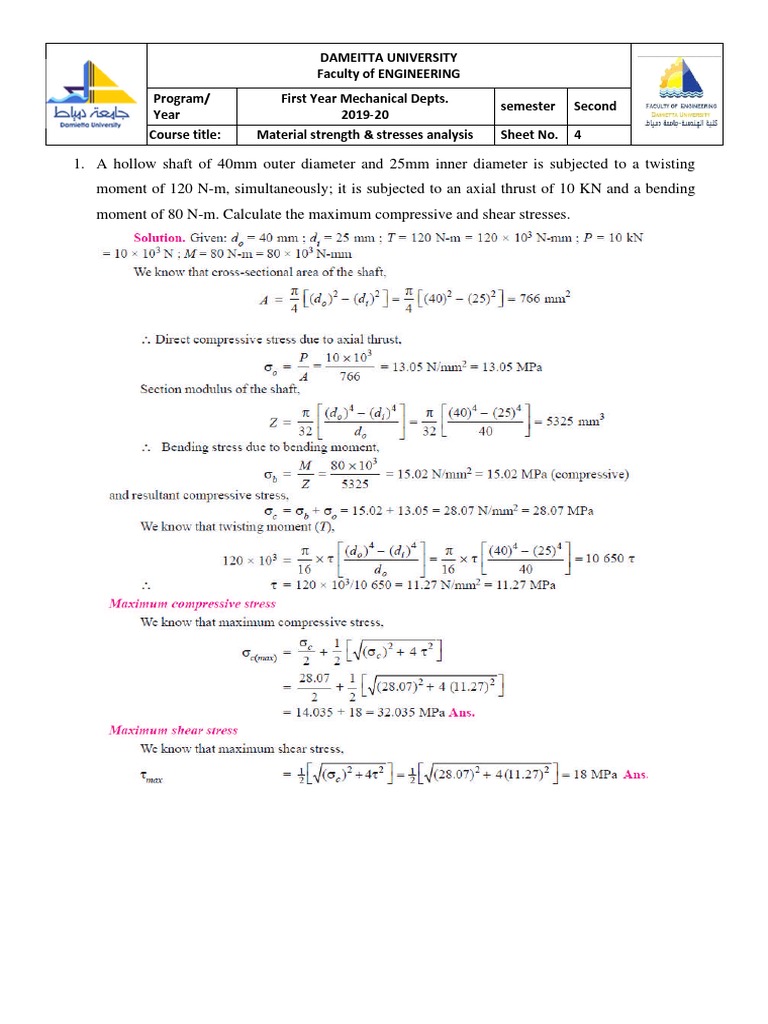 Shear Strain and Stress Calculations | PDF
