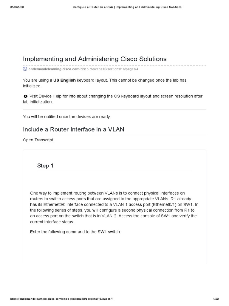 4-Configure A Router On A Stick - Implementing and Administering Cisco Solutions | PDF | Ip ...